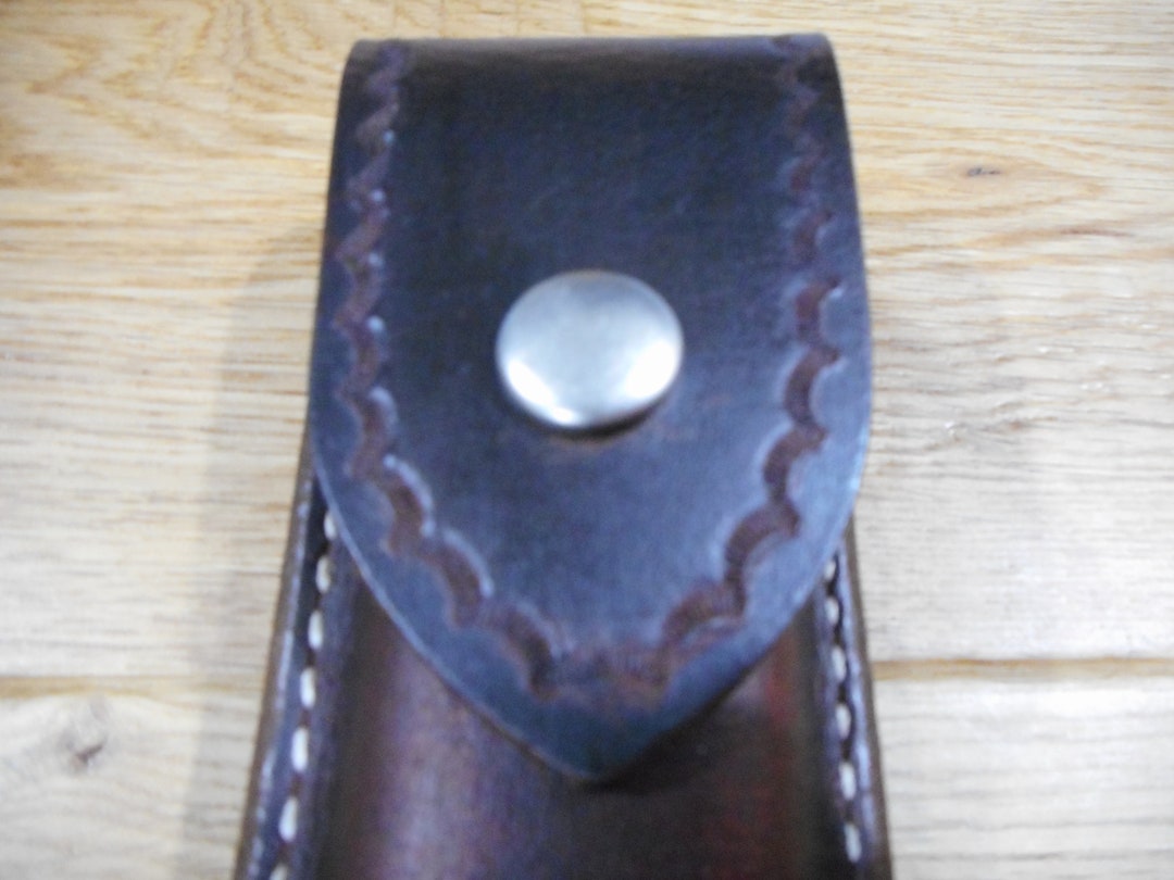 Buck 110 Custom Leather Knife Sheath. Brown. Tooled Flap. Sheath Only ...