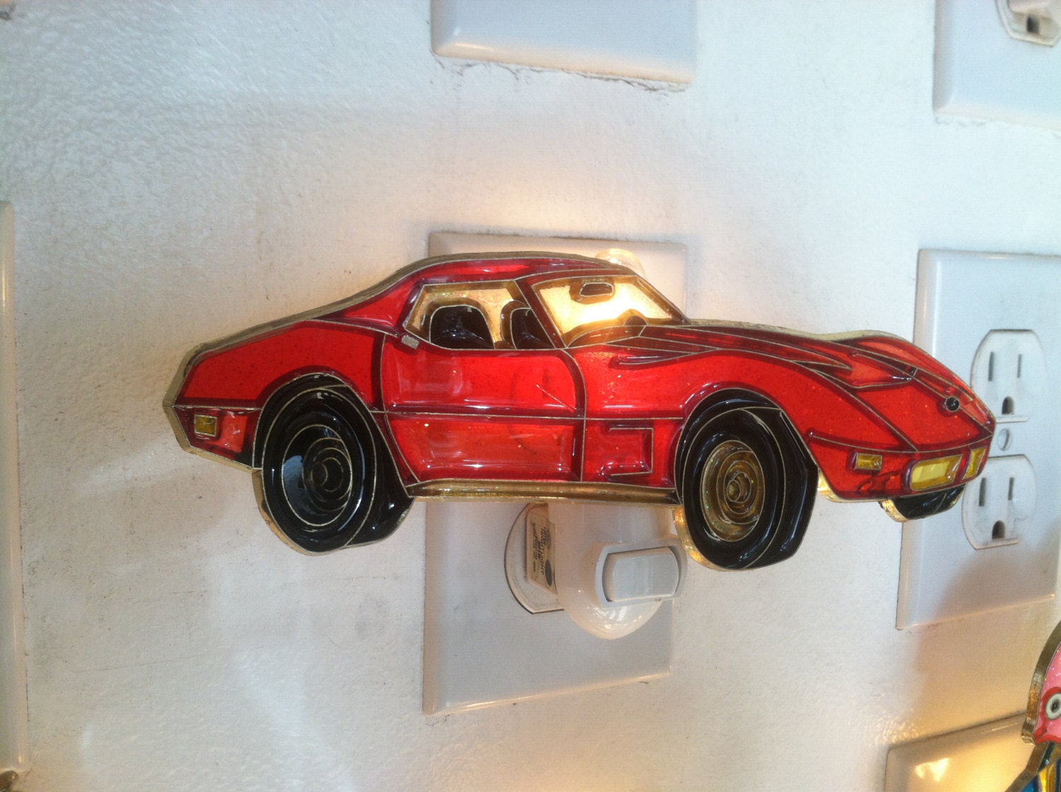 Red Corvette Night Light With 4 Watt On/off Switch - Etsy