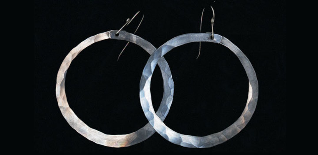 Hammered Aluminum Hoops & Sterling Silver Earwires, Organic Modern ...