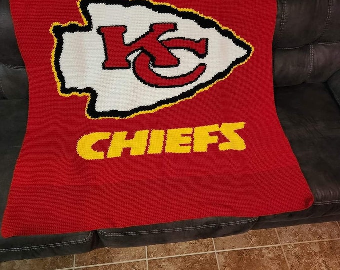 KANSAS CITY CHIEFS Crocheted Professional Sports Team Afghans - Etsy