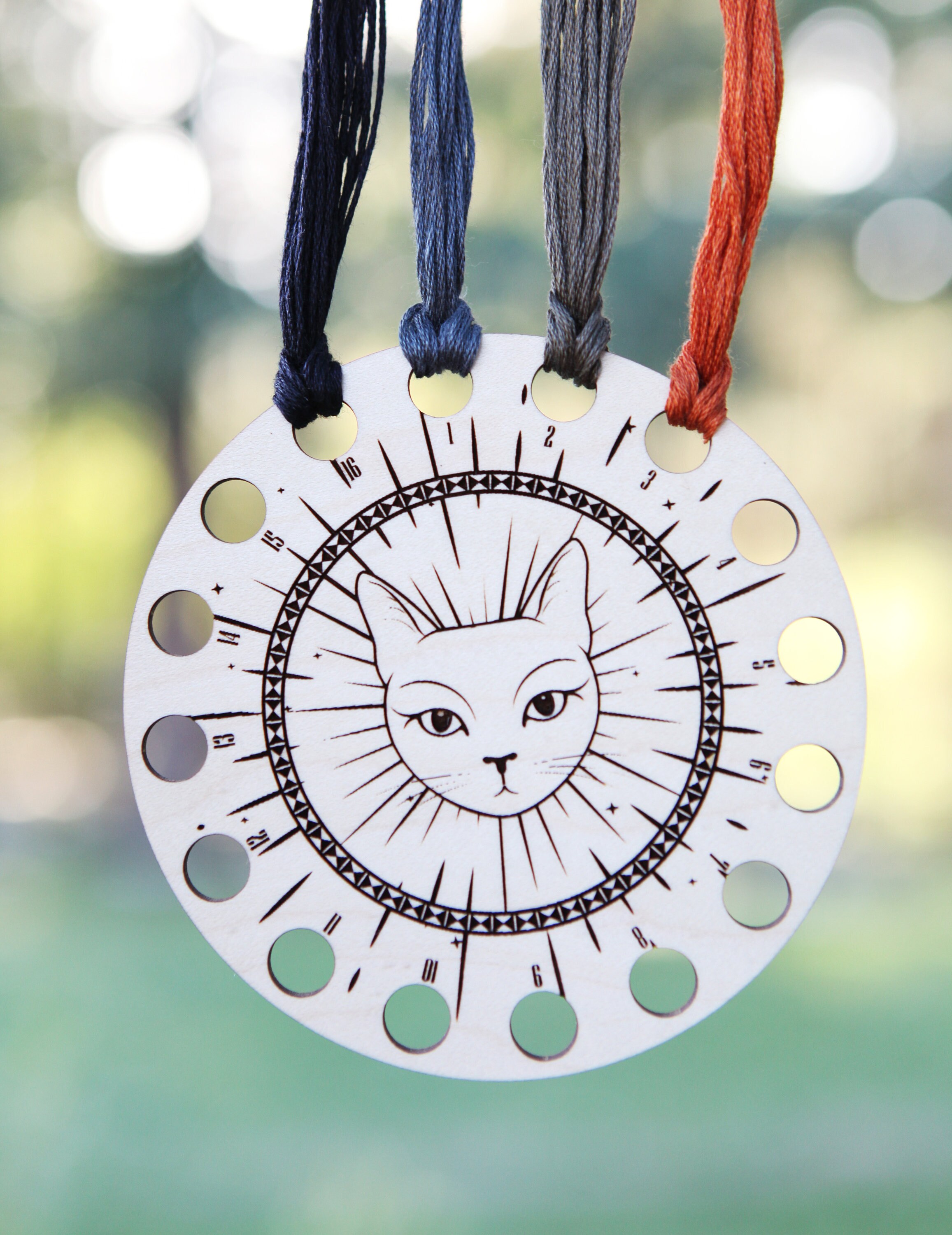 Witchy Cat Embroidery Floss Thread Storage Holder - Witch Cat Face ...