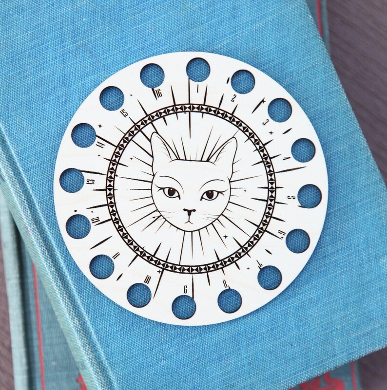 Witchy Cat Embroidery Floss Thread Storage Holder - Witch Cat Face ...