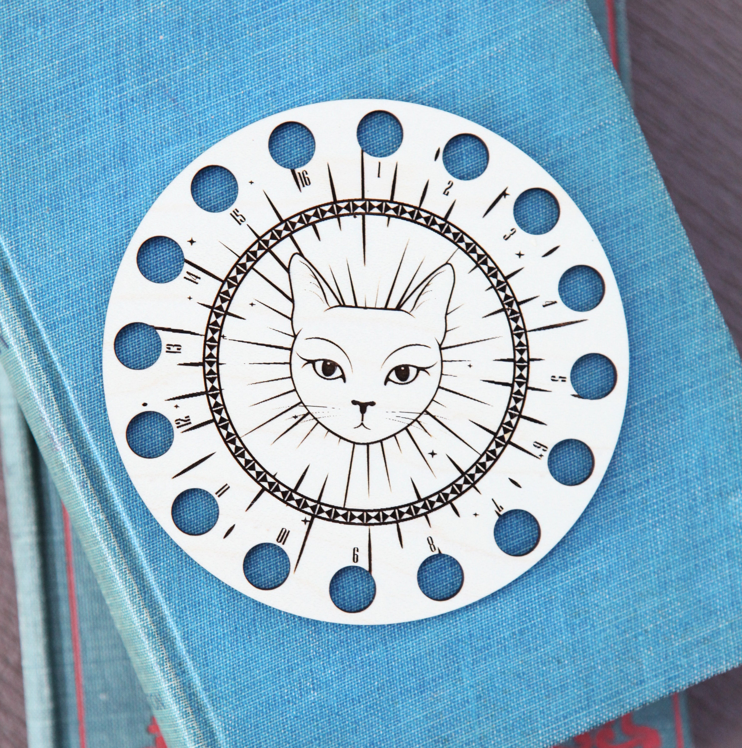 Witchy Cat Embroidery Floss Thread Storage Holder - Witch Cat Face ...