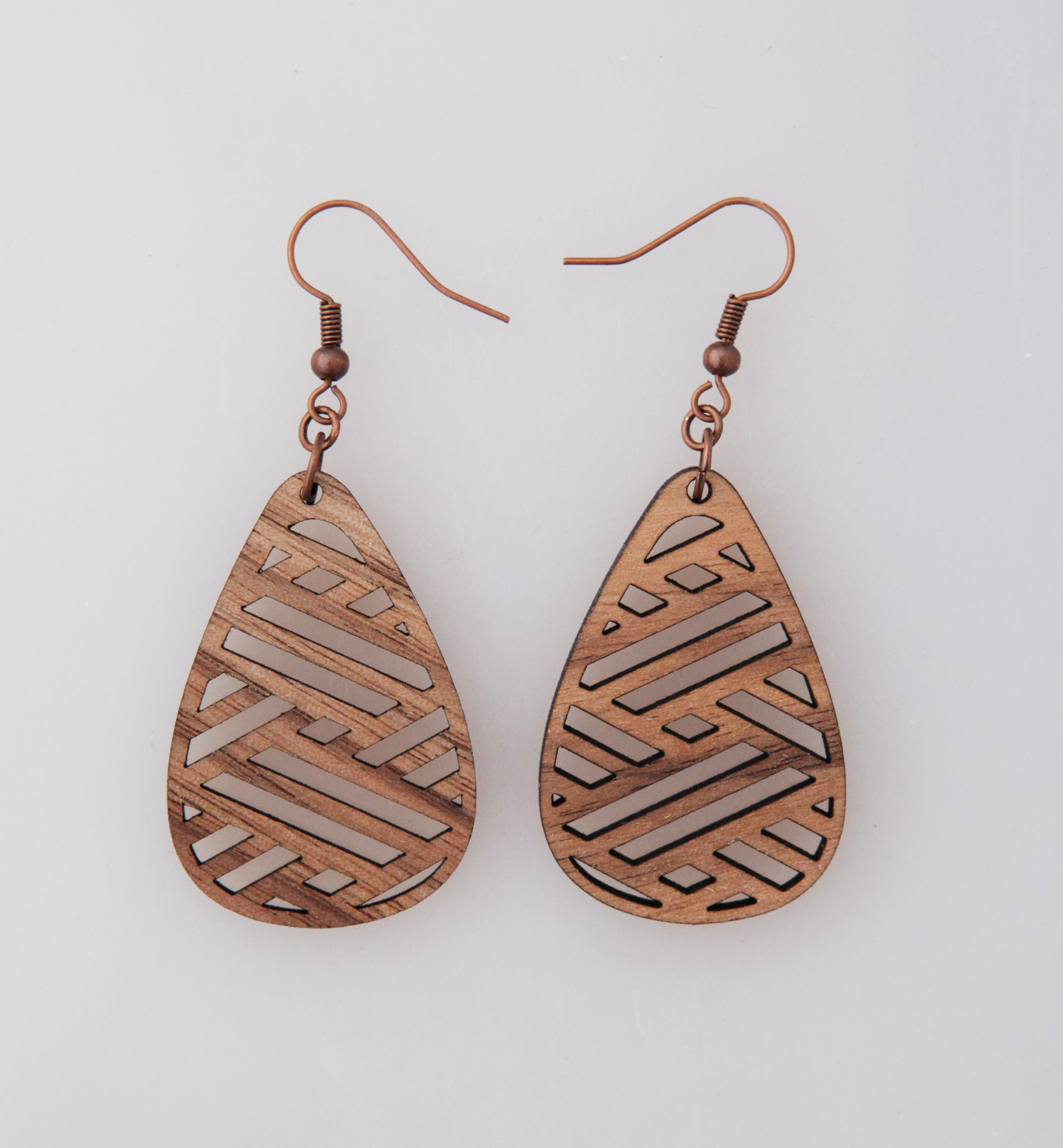 Boho Tear Drop Geometic Wood Earrings Walnut Bohemian Water - Etsy