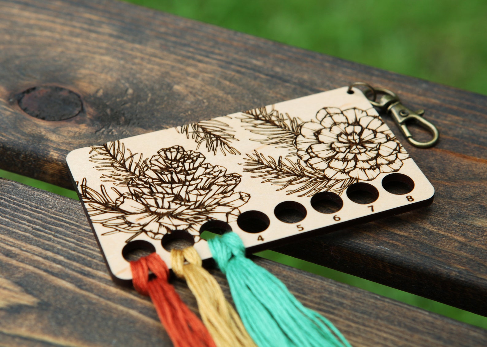 Pine Tree Branch With Conifer Cone Embroidery Floss Thread | Etsy