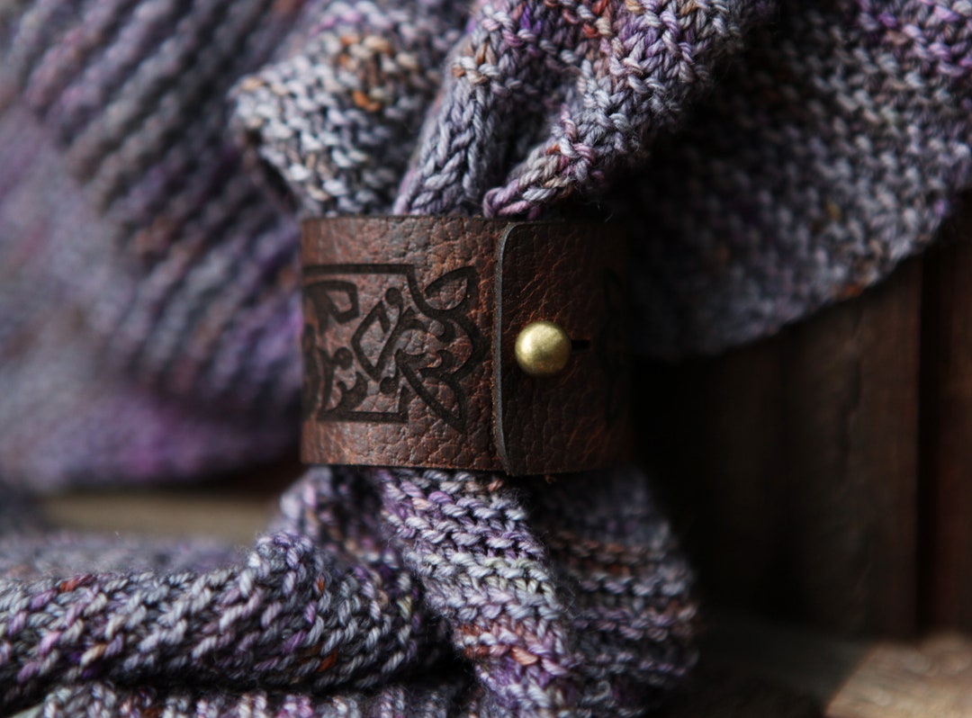 Celtic Knot Scroll Shawl Cuff, Made From Leather With a Bronze Stud ...