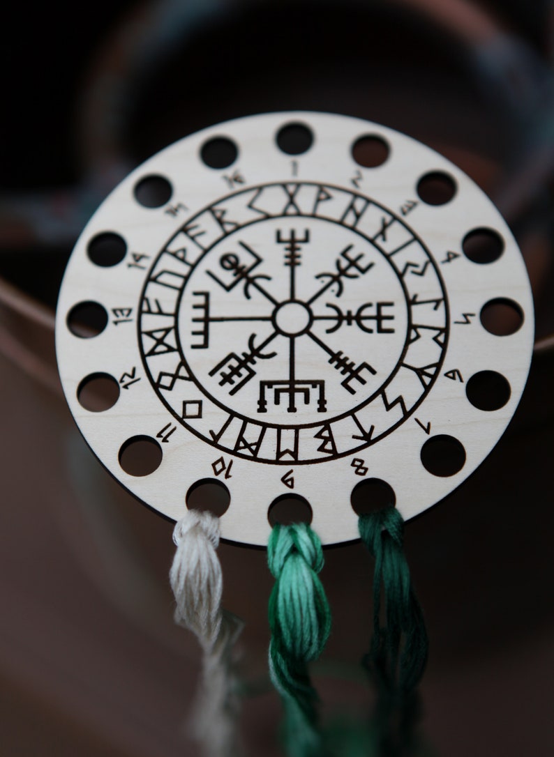 Viking Runic Compass Embroidery Floss Thread Storage Holder - Etsy