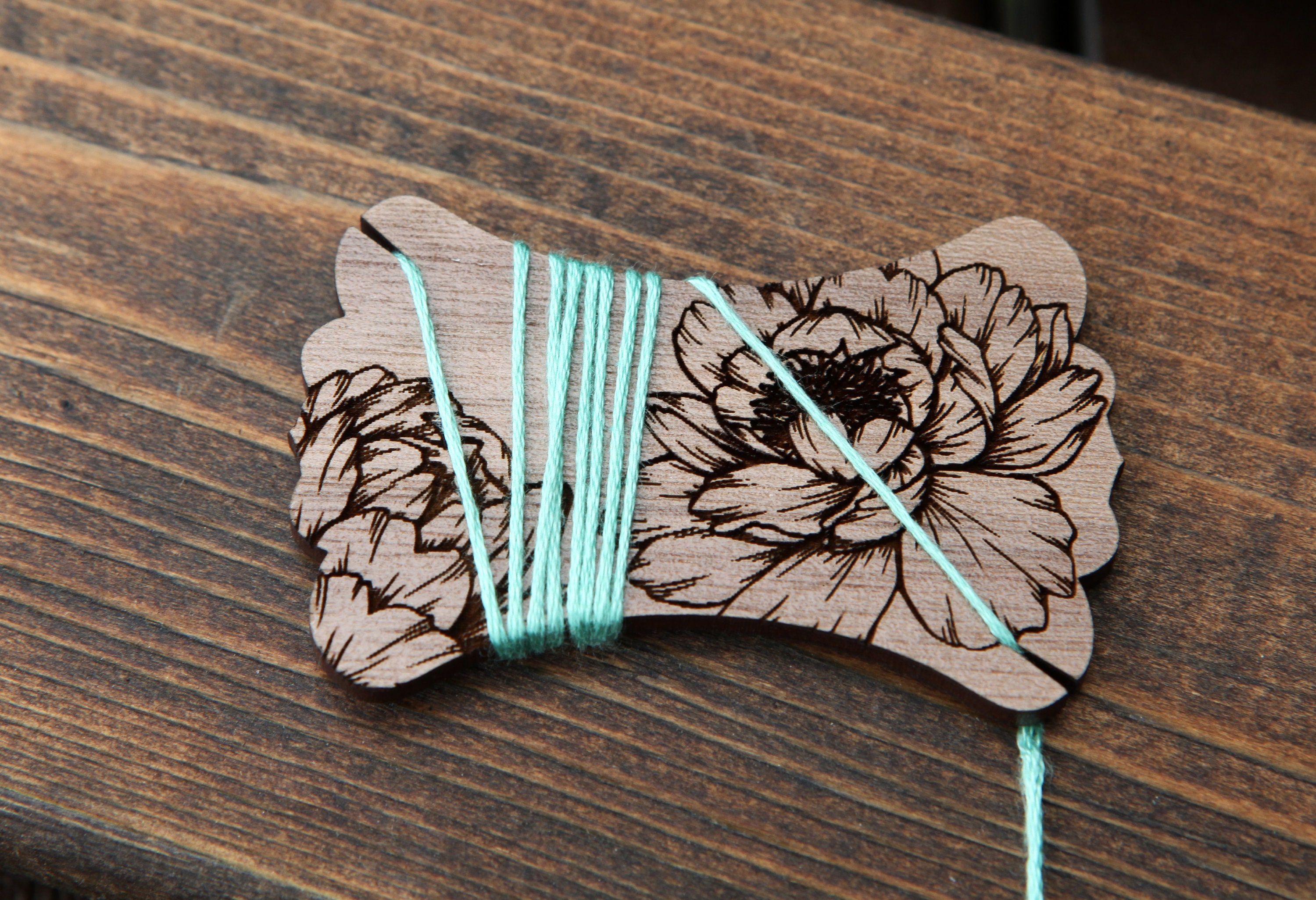 Peony Flower Embroidery Floss Thread Card Winders Made From - Etsy