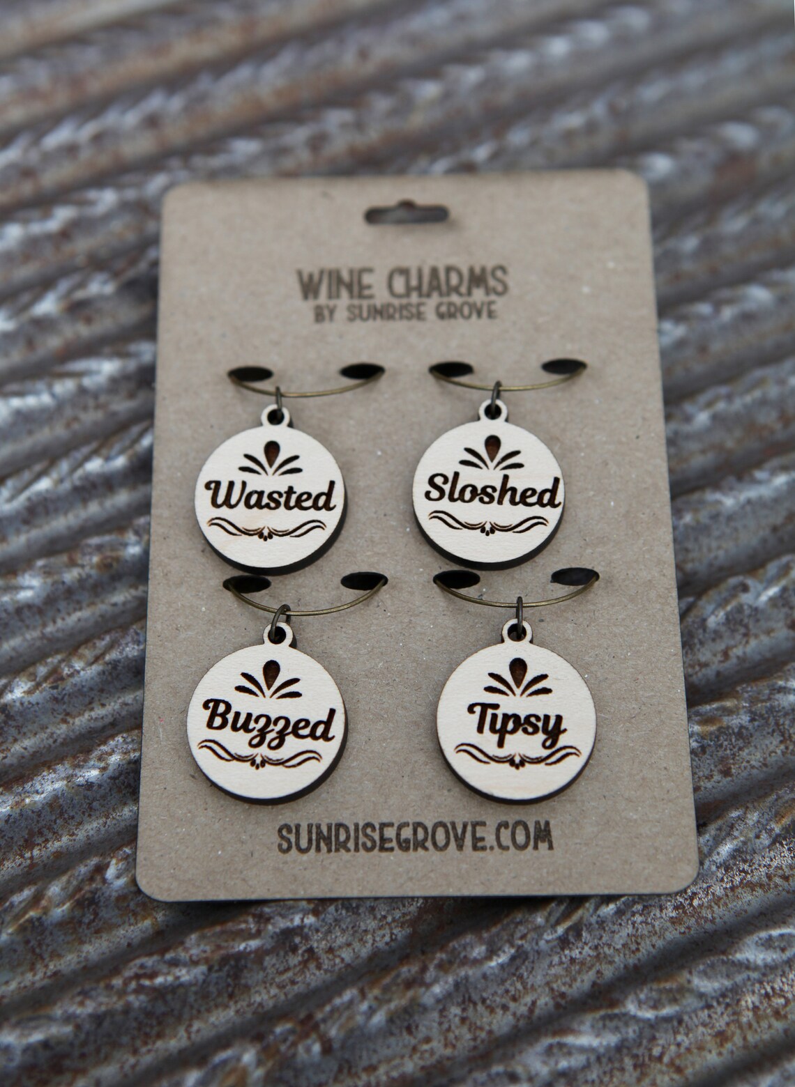 Fun Drinking Words on Wood Wine Charms for Wine and Beverage Glasses ...