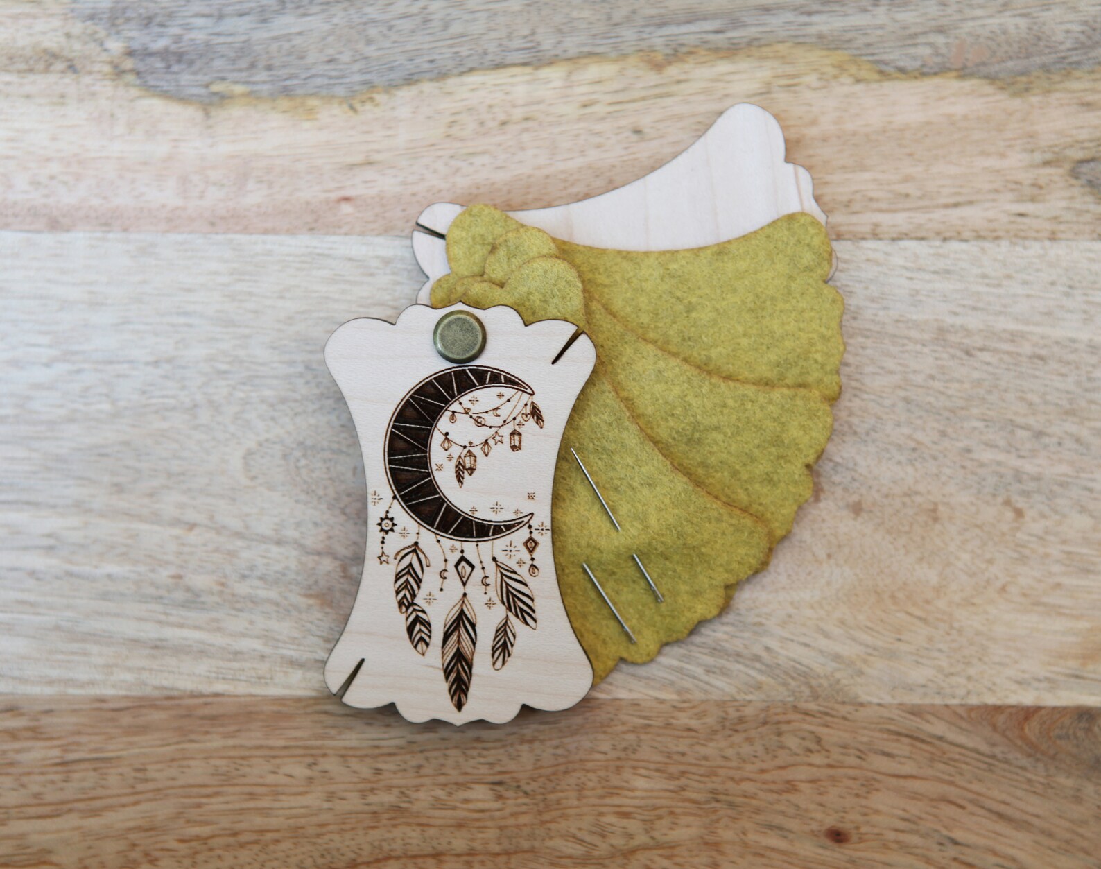 Wood and Felt Moon Needle Keep Minder for Sewing, Needlepointing ...