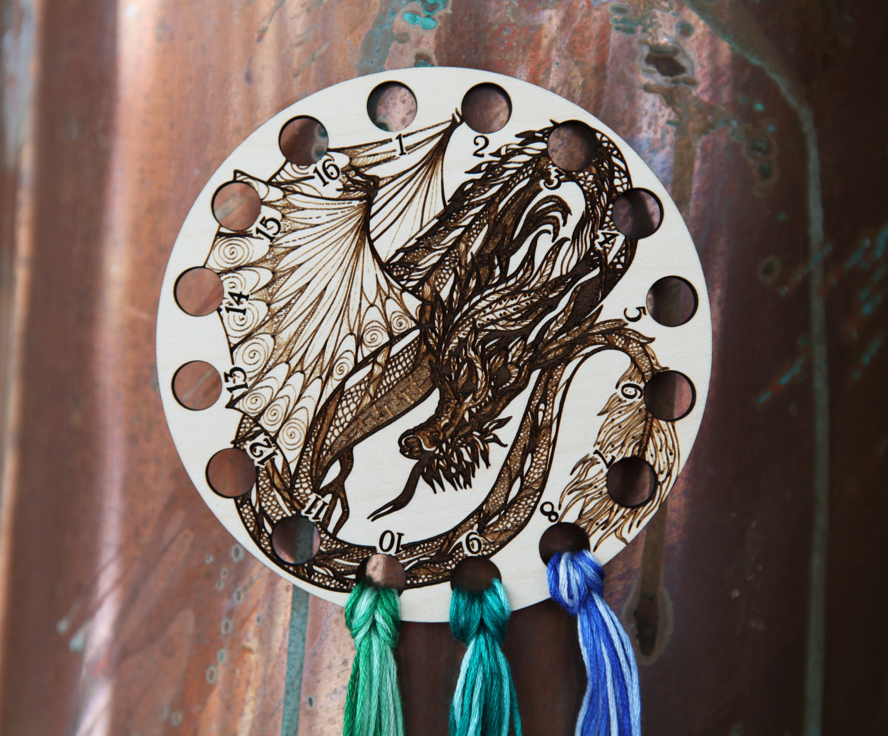 Flying Dragon Embroidery Floss Thread Storage Holder - Circle Maple ...