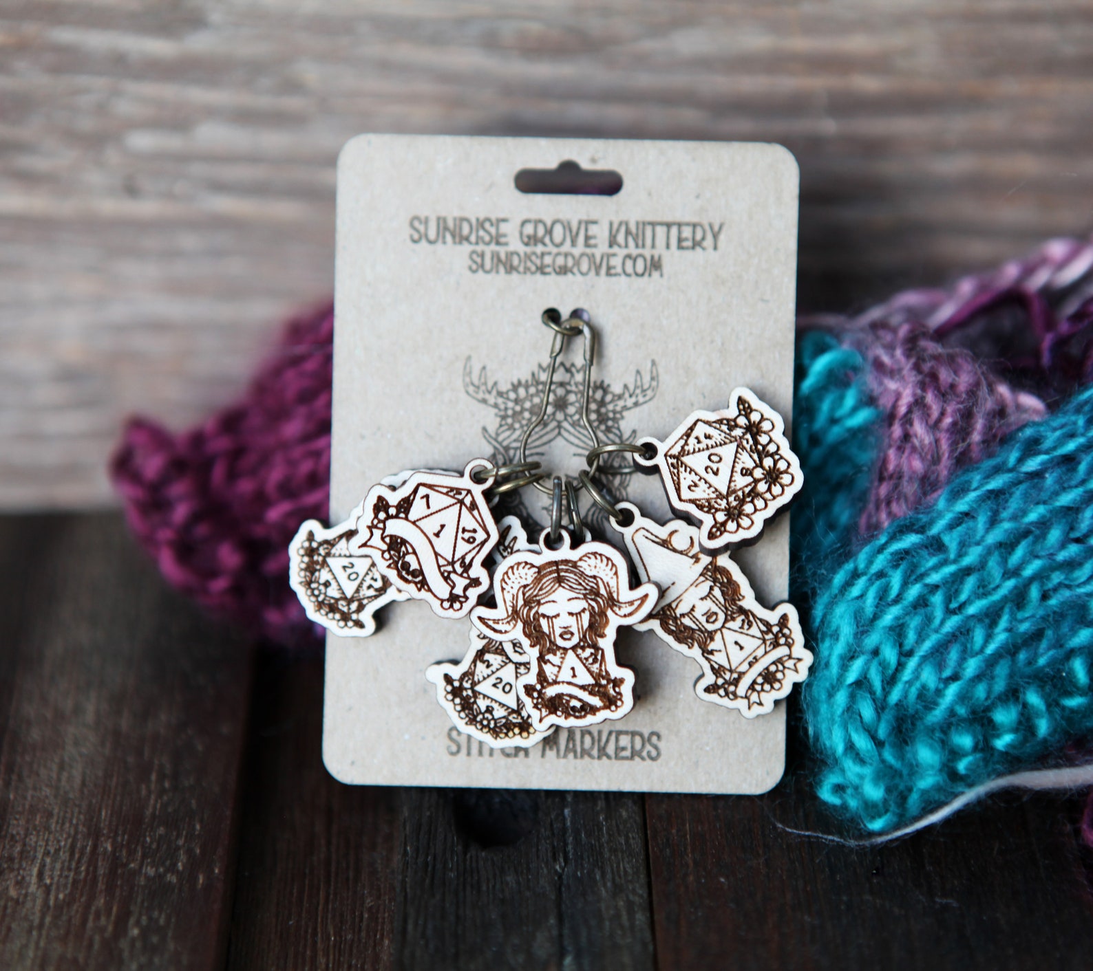 D20 Dice Knitting Stitch Markers Maple Wood Set of 6. DND - Etsy