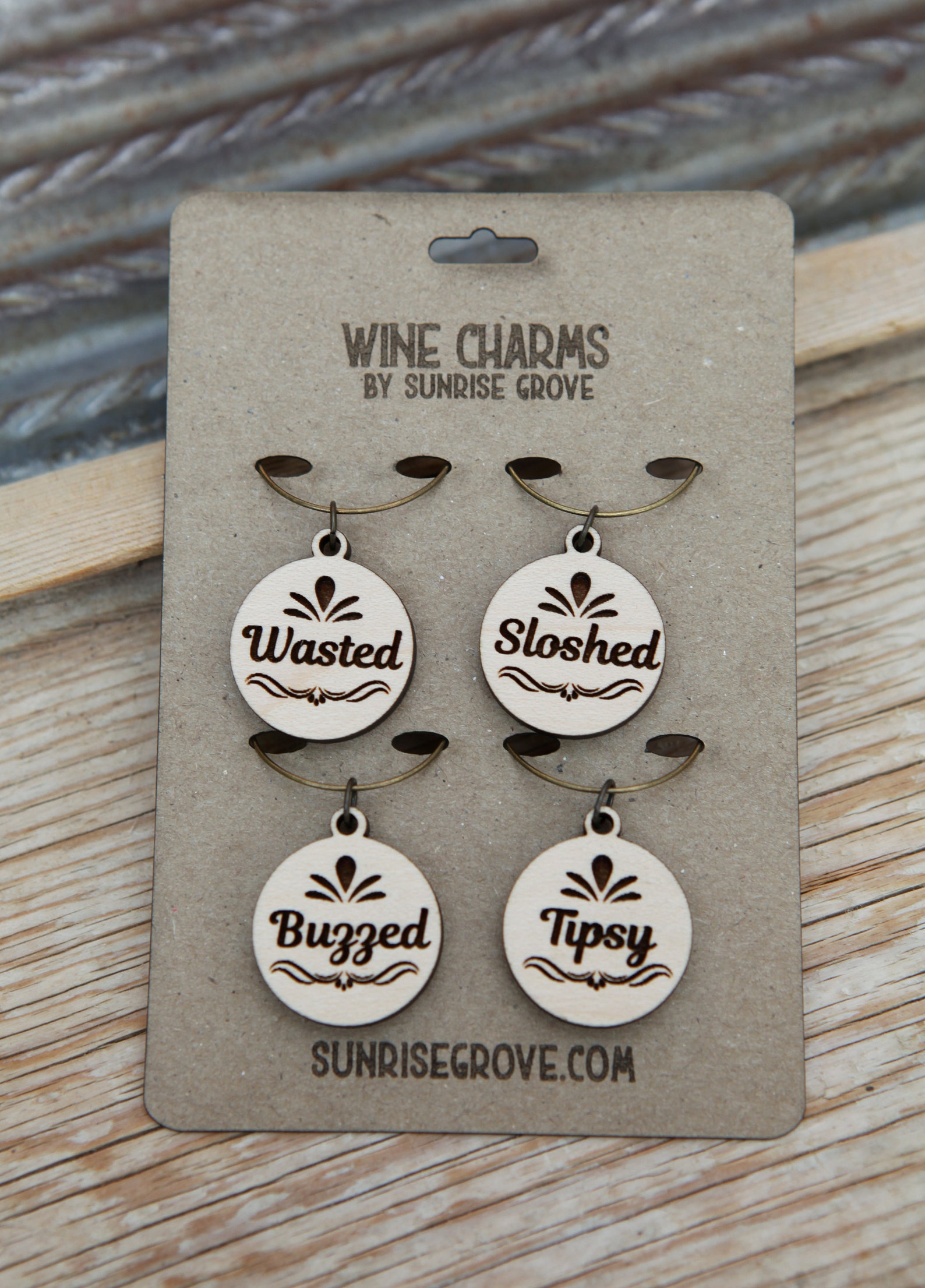 Fun Drinking Words on Wood Wine Charms for Wine and Beverage - Etsy