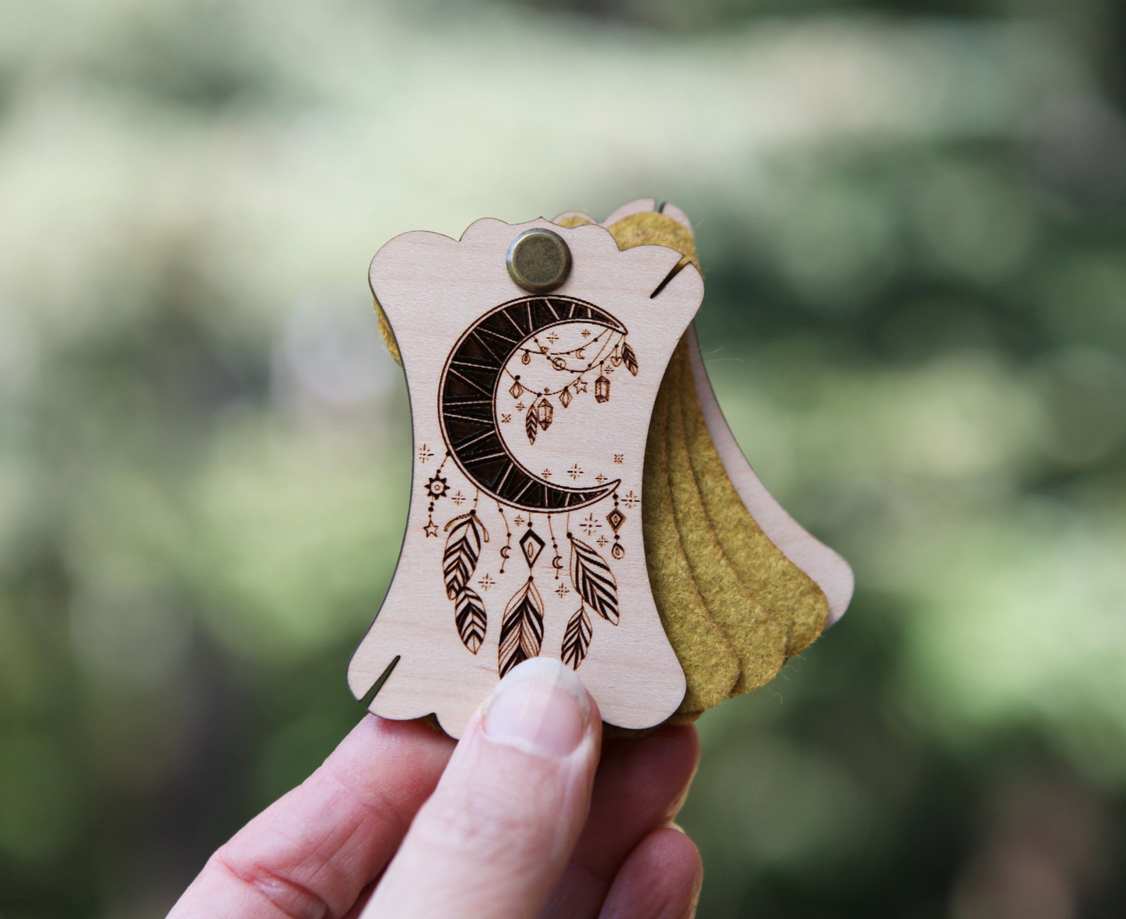 Wood and Felt Moon Needle Keep Minder for Sewing, Needlepointing ...