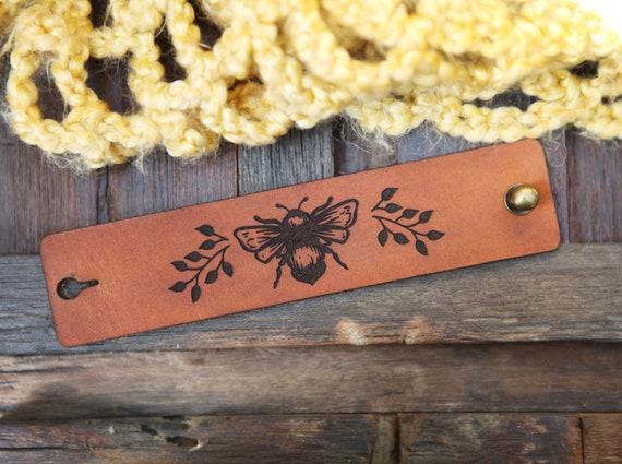 Honey Bee Leather Shawl Cuff Made From Leather With a Bronze - Etsy