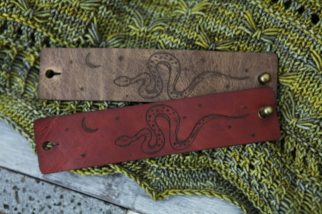 Snake and Moon Shawl Cuff, Made From Leather With a Bronze Stud. Great ...