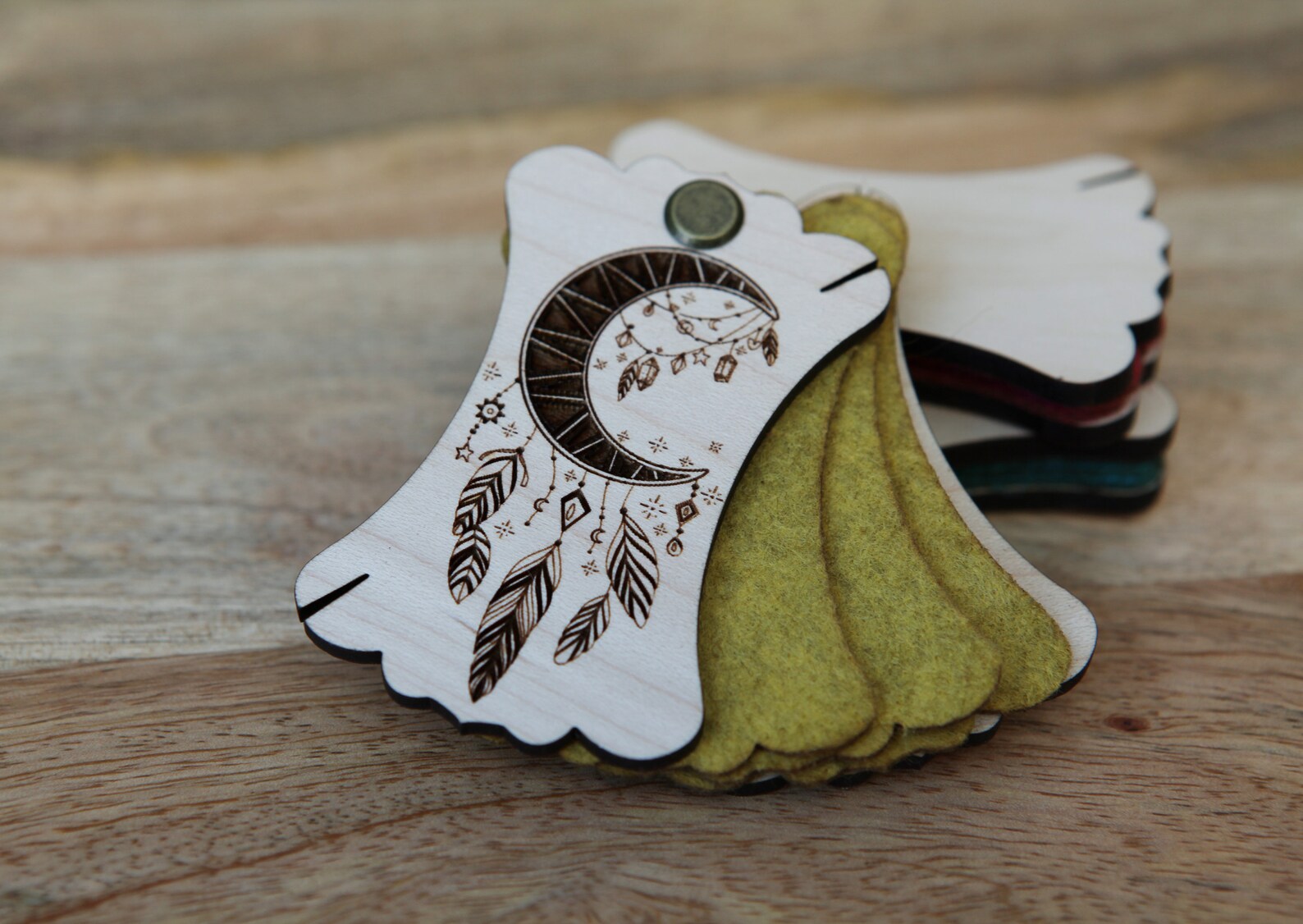 Wood and Felt Moon Needle Keep Minder for Sewing, Needlepointing ...