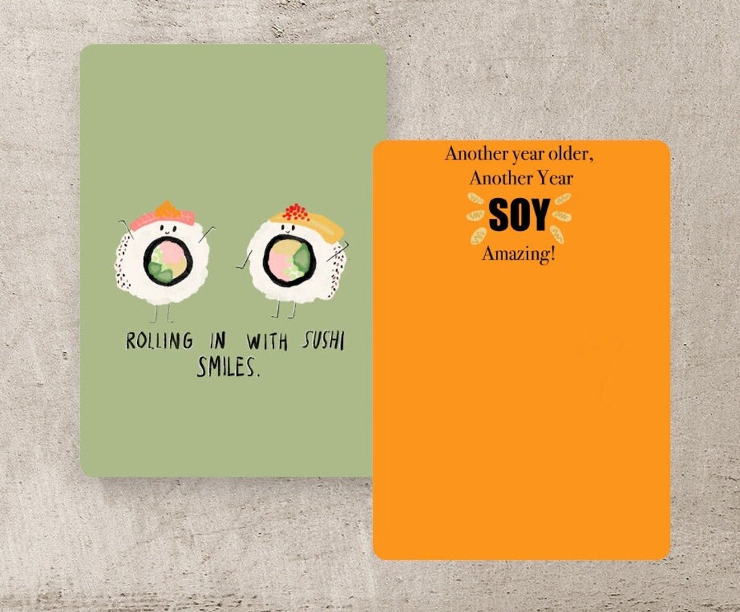 SUSHI Birthday Card- Happy Birthday Card - Etsy