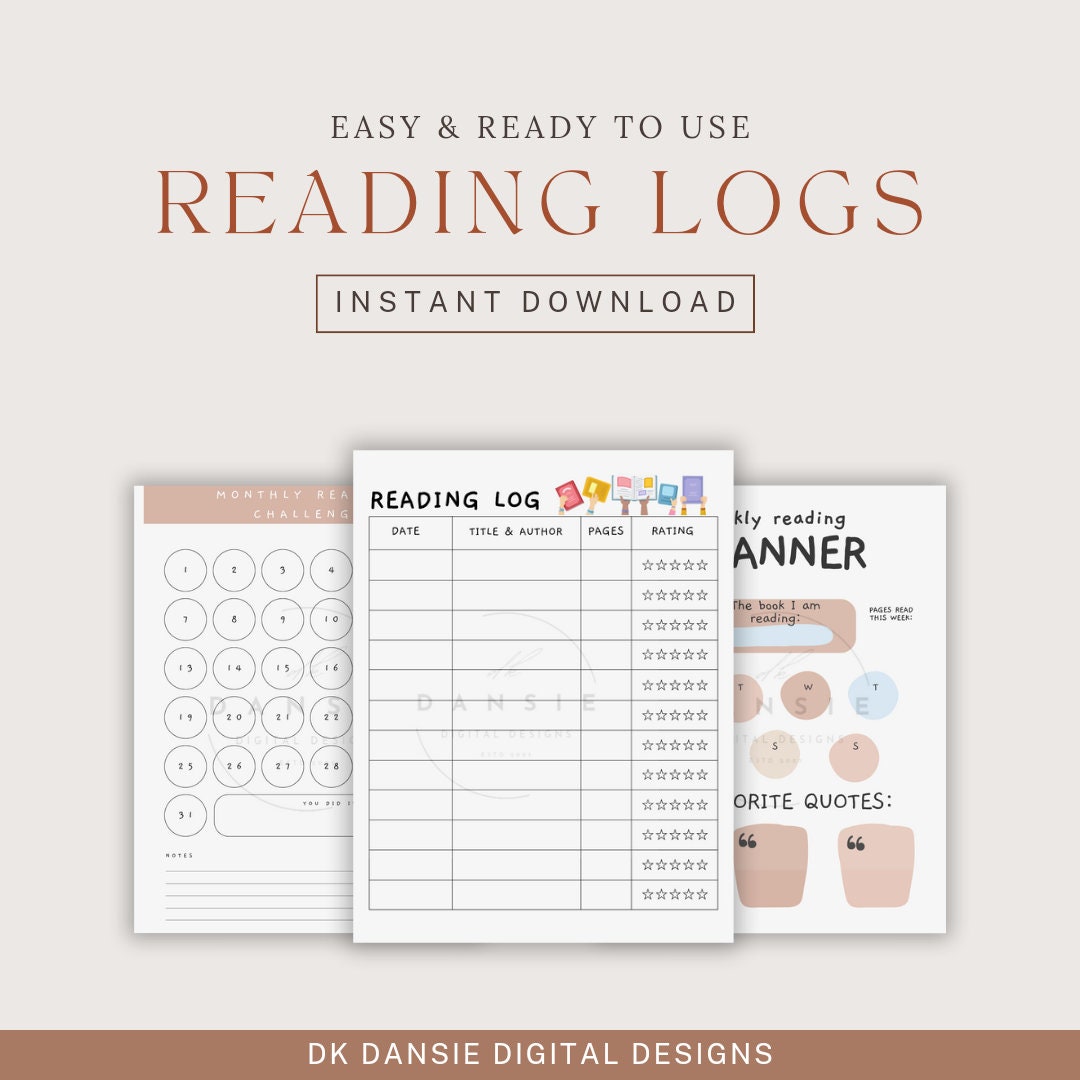 Printable Reading Log Weekly Reading Log Monthly Reading - Etsy