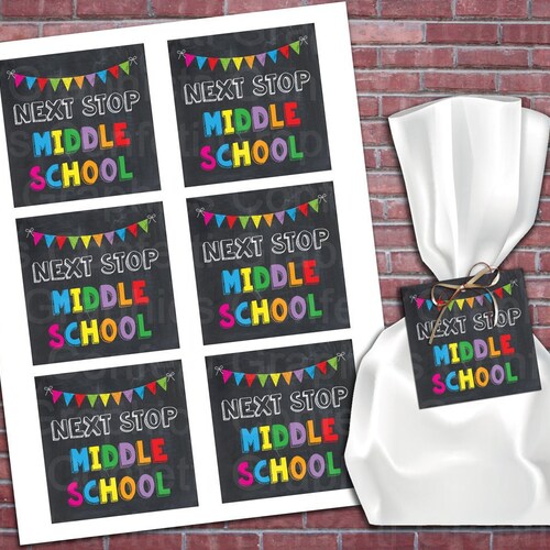 Next Stop Middle School Cards Tags Labels School Gift Tags | Etsy