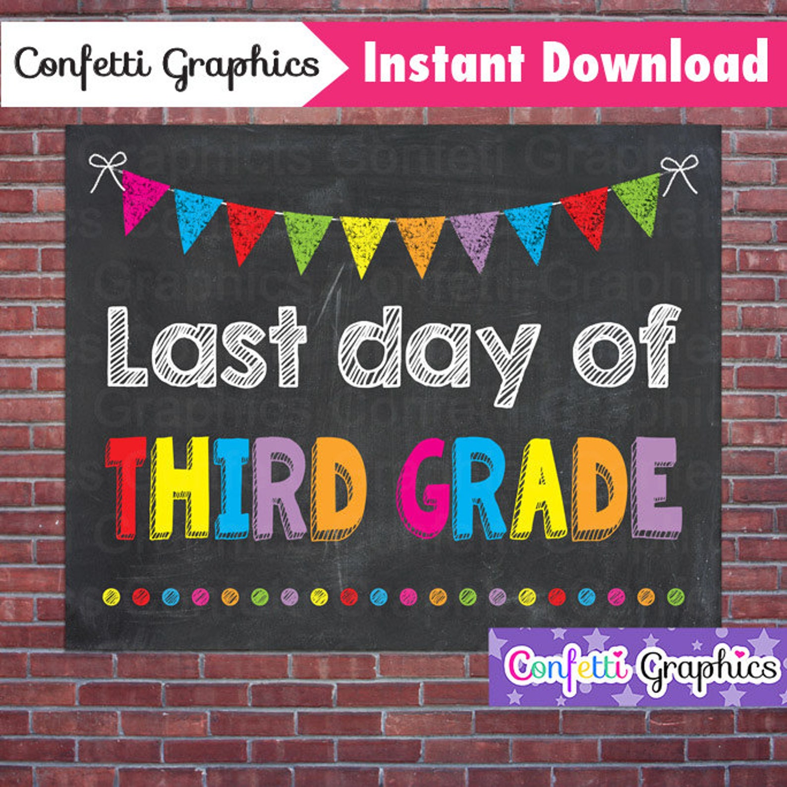 Last Day of School Third Grade Chalkboard Sign Poster Chalk - Etsy