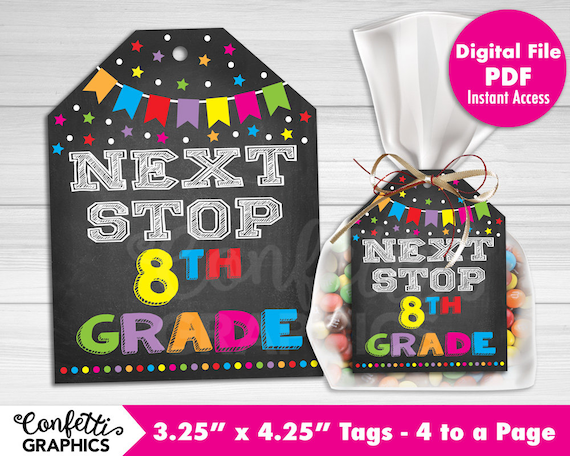 Next Stop 8th Grade Cards Gift Tags Last Day of 7th Grade | Etsy