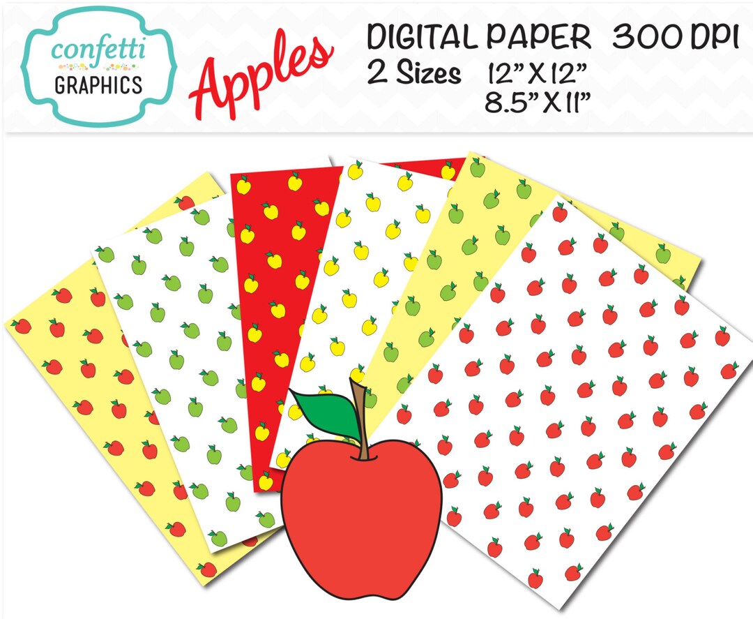 Apple Digital Paper Pack Scrapbook Hintergründe 8.5"x11" und 12" x 12 ...