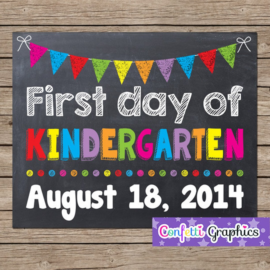 First Day of School Kindergarten With Custom Date Chalkboard Chalk Back ...