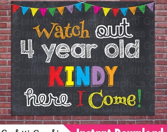 Watch Out Pre-k Here I Come First Day of School Chalkboard | Etsy