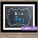 It's A Boy Blue Chalkboard Gender Reveal ~ Birth Announcement Chalk ...