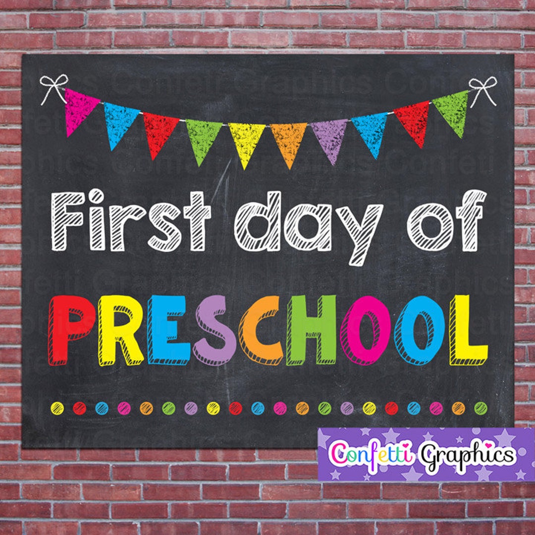 First Day of Preschool School Chalkboard Sign Poster Chalk Back to ...