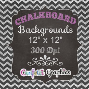 Chalkboard Patterns Digital Paper Pack Dusty Chalk Board Chevron, Heart ...