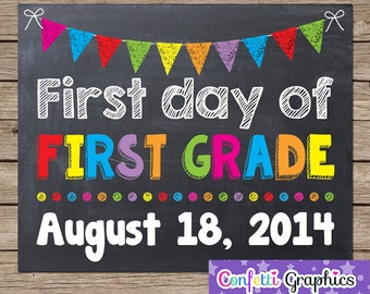 First Day of School Kindergarten With Custom Date Chalkboard | Etsy