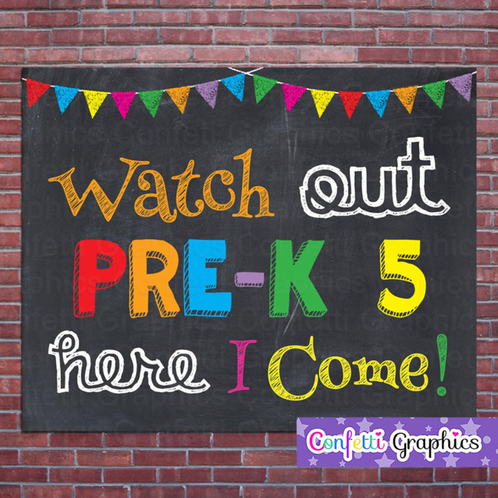 Watch Out Pre-k 5 Here I Come First Day of School Chalkboard | Etsy