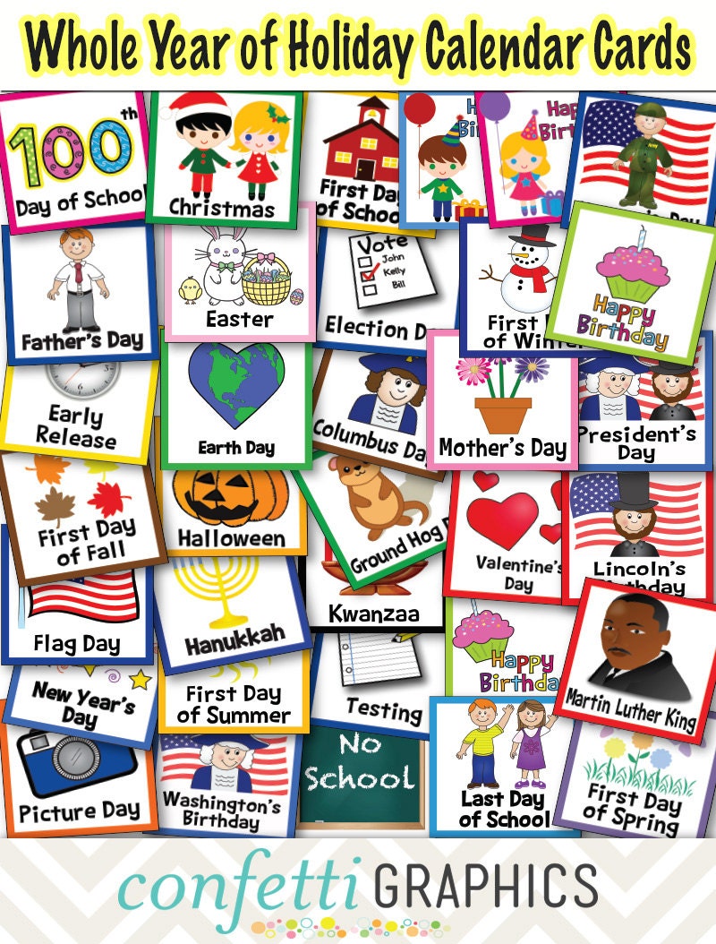 Classroom Calendar Cards for the Entire Year Includes A - Etsy