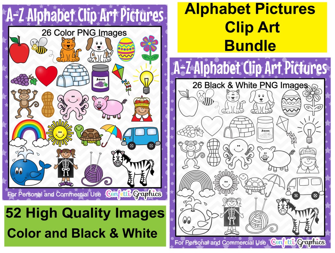 Alphabet Bundle A-Z Phonics Picture Clip Art 52 High Quality Images ...
