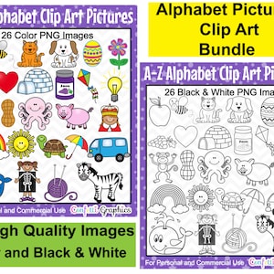 Alphabet Bundle A-Z Phonics Picture Clip Art 52 High Quality Images ...