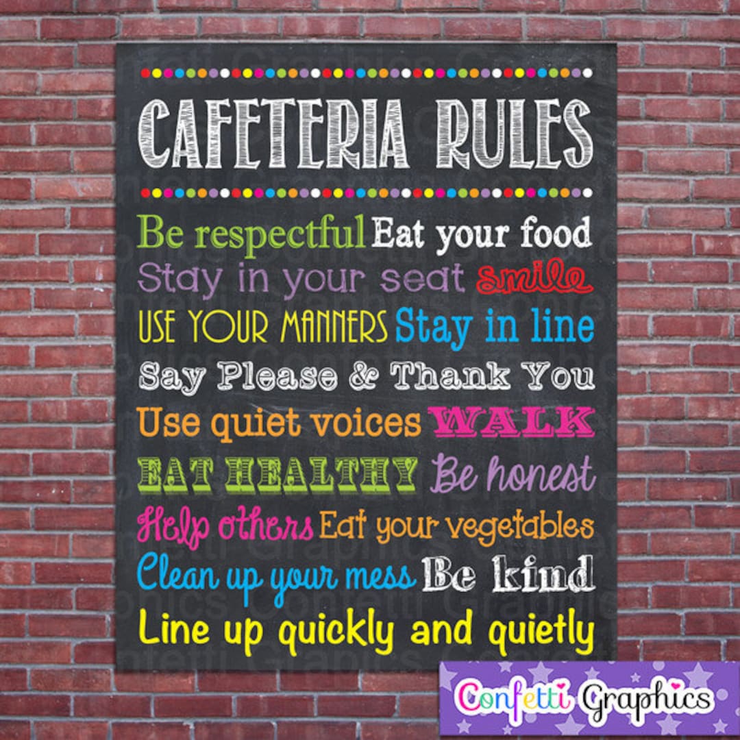 Cafeteria Lunchroom Rules Expectations Sign Poster School Teacher ...