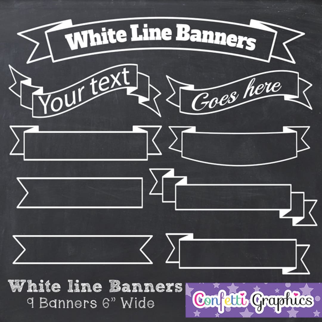 Chalkboard Banners Clip Art White Line Banners Ribbons Chalkboard ...