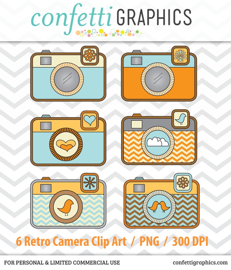 Retro Camera Clip Art Graphic Designs Photography Logo Chevron - Etsy