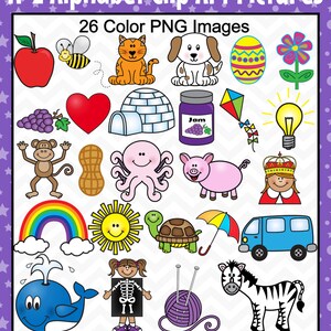 Alphabet Bundle A-Z Phonics Picture Clip Art 52 High Quality Images ...