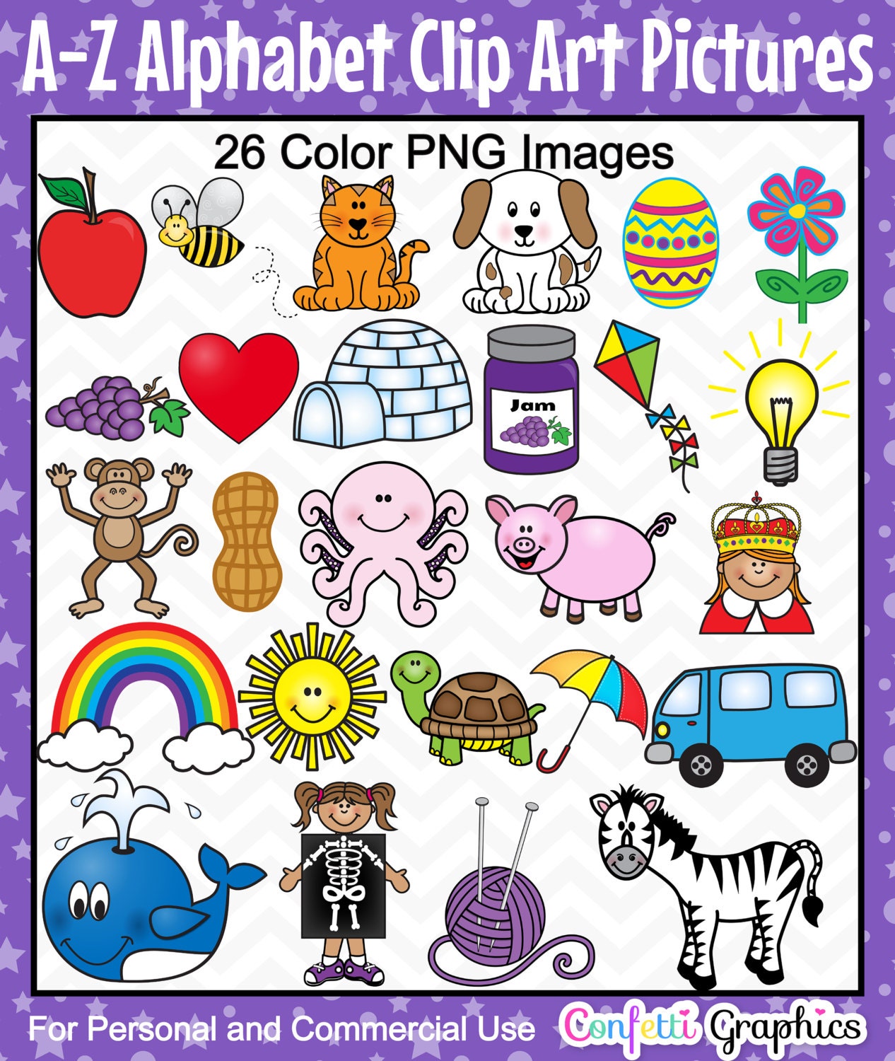 Alphabet Bundle A-Z Phonics Picture Clip Art 52 High Quality - Etsy