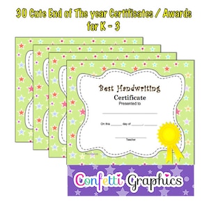 30 Cute End of the School Year Graduation Promotion Certificates ...
