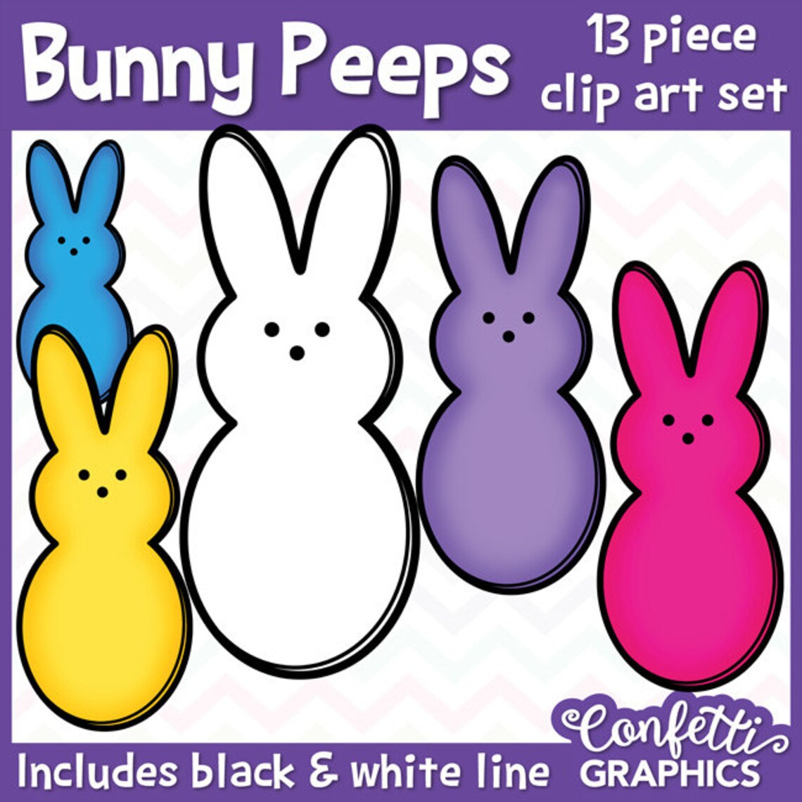 Bunny Peeps Clip Art Set 13 Piece Easter Counting Math | Etsy