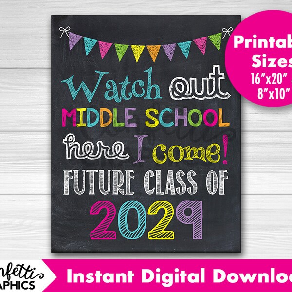 Middle School Here I Come Sign - Etsy