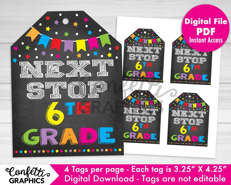 Next Stop 6th Grade Cards Gift Tags Last Day of 5th Grade | Etsy