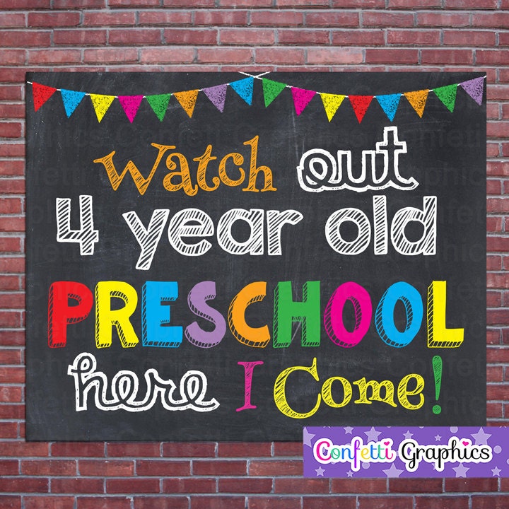 Watch Out 4 Year Old Preschool Here I Come First Day of School - Etsy