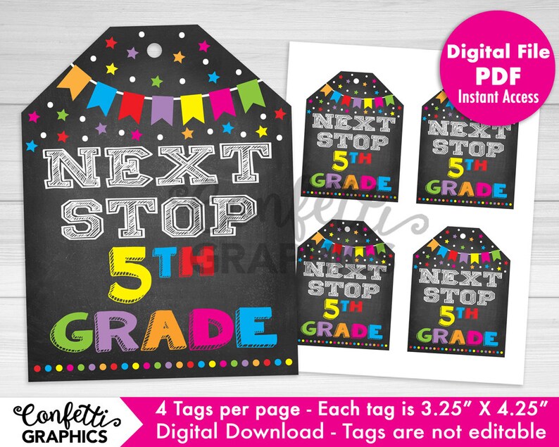 Next Stop 5th Grade Cards Gift Tags Last Day of 4th Grade - Etsy