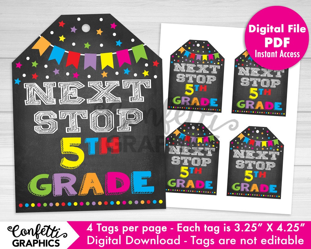 Next Stop 5th Grade Cards Gift Tags Last day of 4th Grade | Etsy