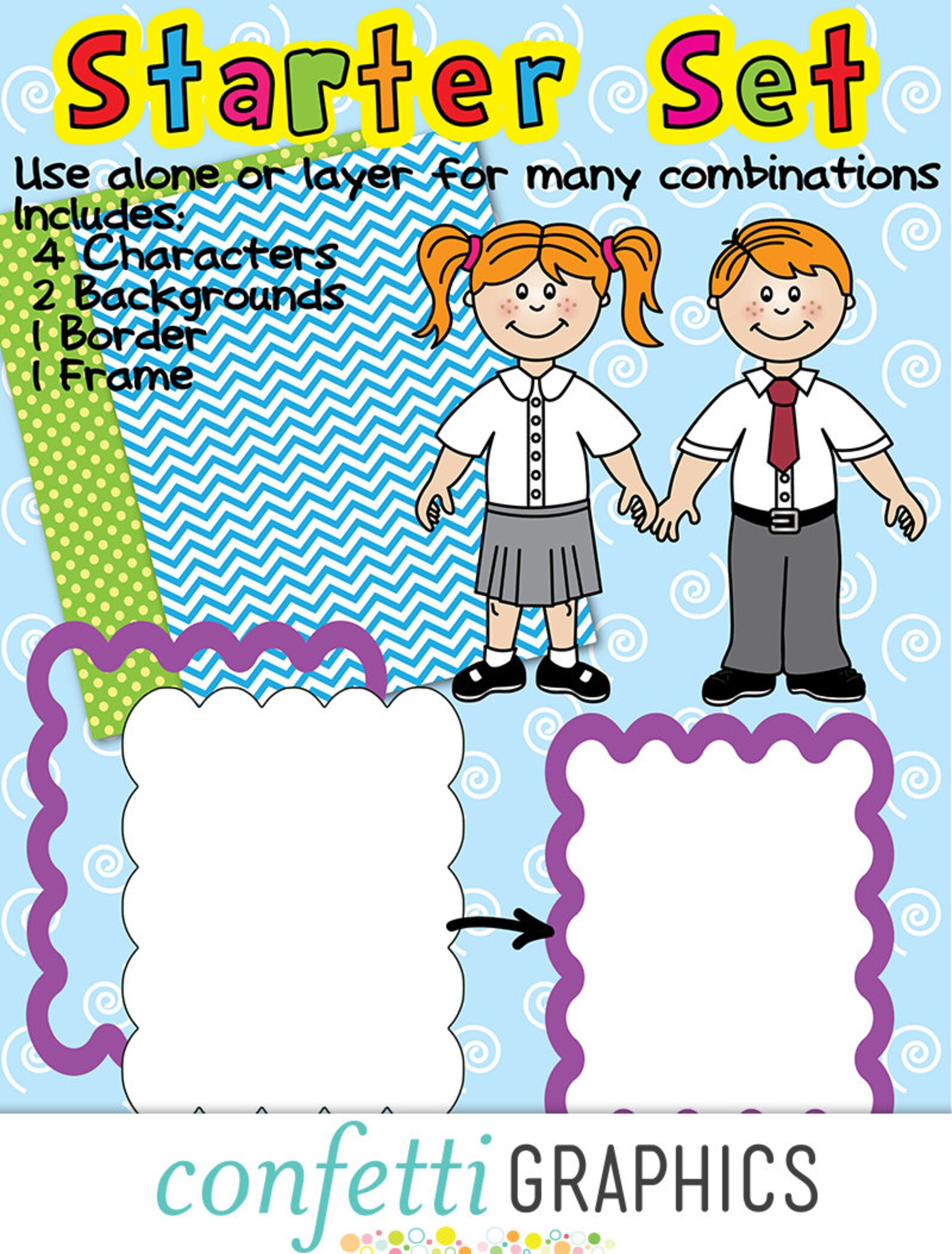 Clip Art Graphics Starter Set Includes 4 Kids Children | Etsy